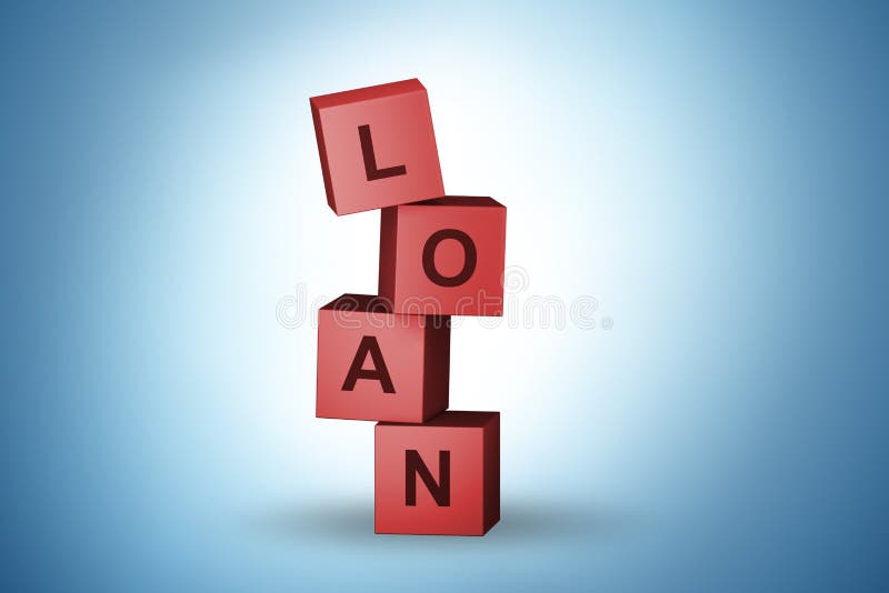 Loan and Debt Concept with Cubes - 3d Rendering Stock Illustration ...