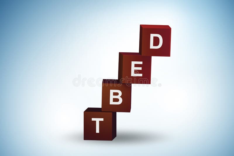 Loan and Debt Concept with Cubes - 3d Rendering Stock Illustration ...