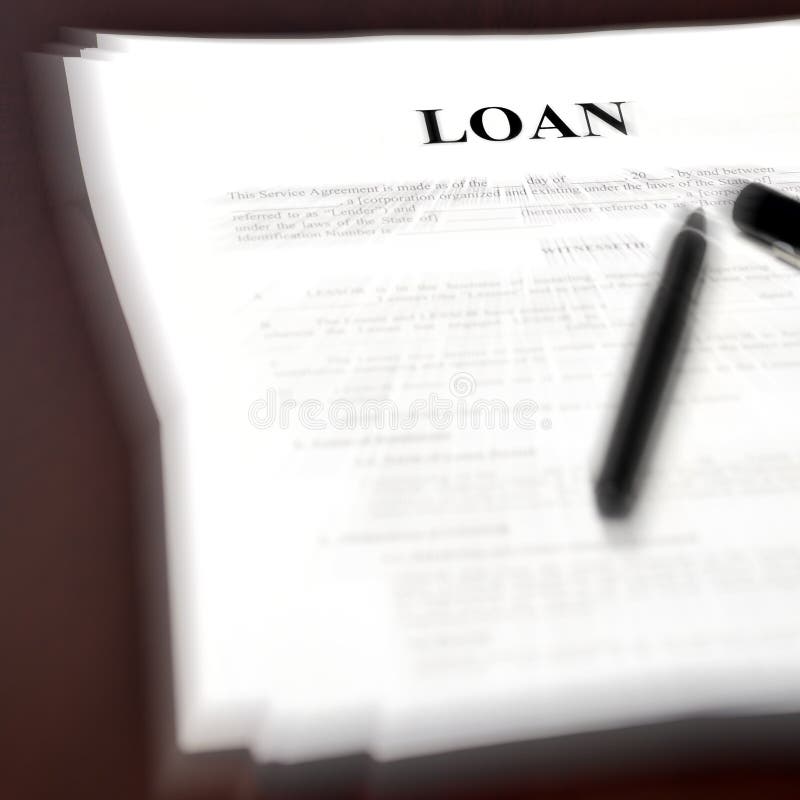 Loan Document Agreement on Desk with Pen Stock Image - Image of ...