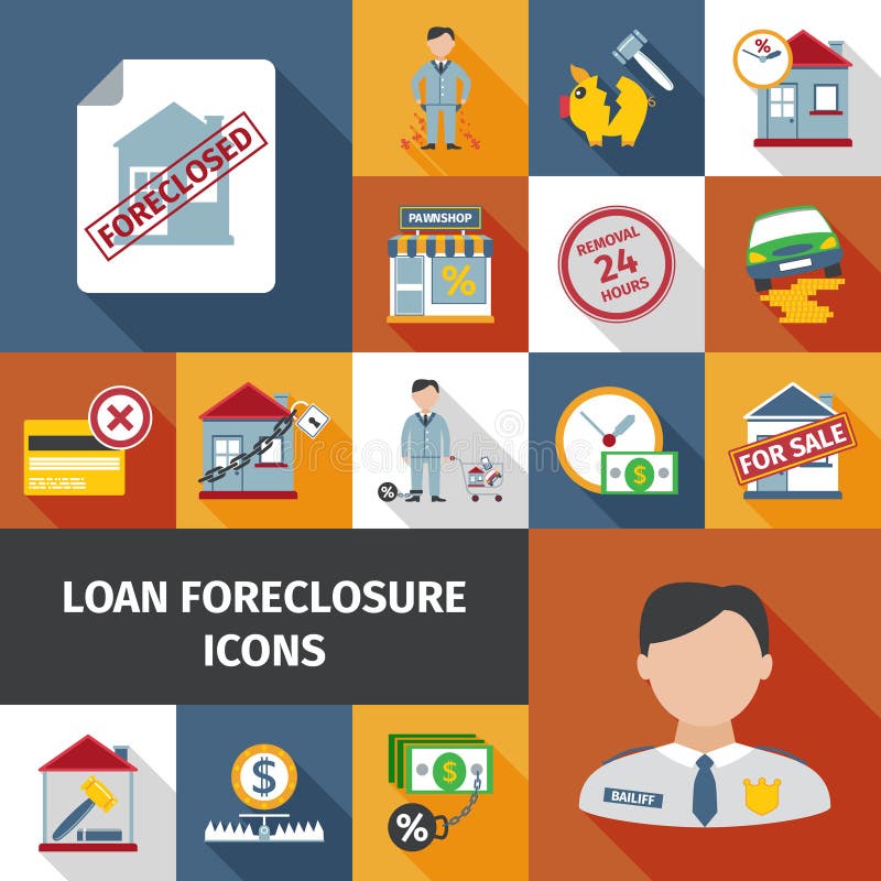 Loan Foreclosure Icons stock vector. Illustration of icons - 57197208