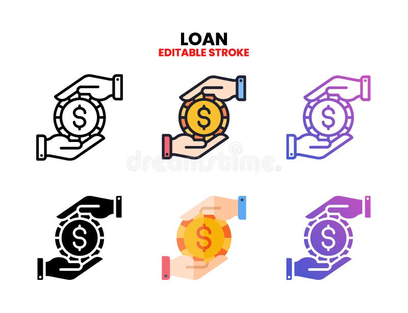 Loan Icon Set with Different Styles. Stock Vector - Illustration of coins, business: 259076116