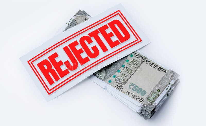 Bank Loan Rejected Concept: Pile of 500 Hundred Indian Currency Notes ...