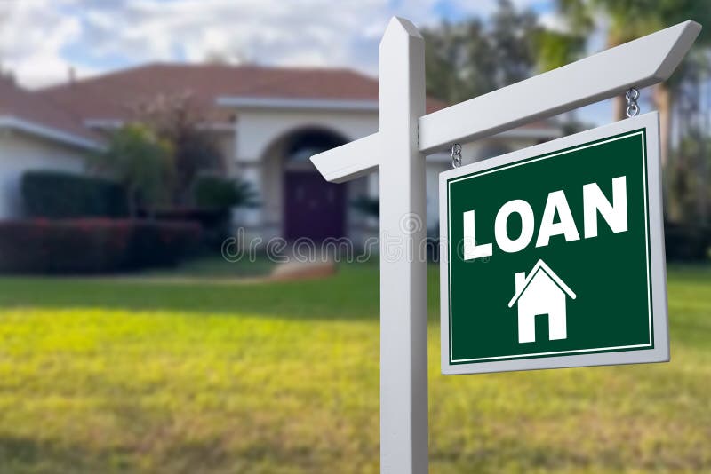 LOAN Sign Against a House. Close-up. Stock Photo - Image of loan ...