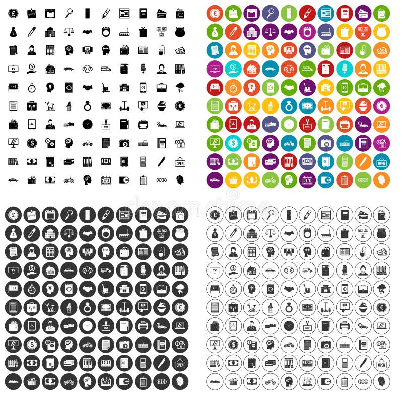 100 Loan Icons Set, Flat Style Stock Vector - Illustration of lend ...