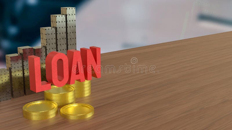 The Loan Text and Coins for Business Concept 3d Rendering Stock ...