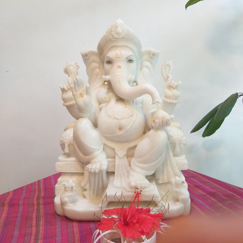 Loard ganesha white stock photo. Image of ganesha, flower - 260646906