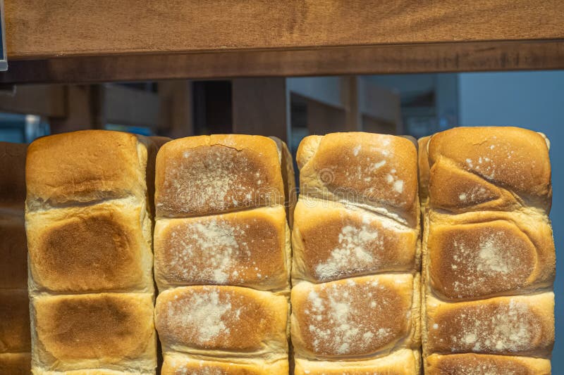 Loaves of Bread on Display in Bakery Stock Image - Image of food ...