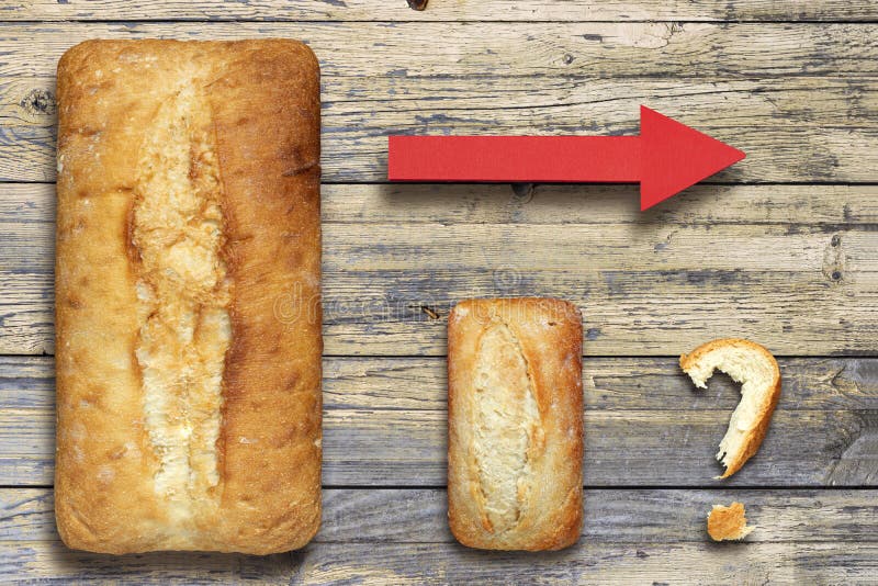 Loaves of Bread with Red Arrow and Question Mark Made of Bread Crusts ...