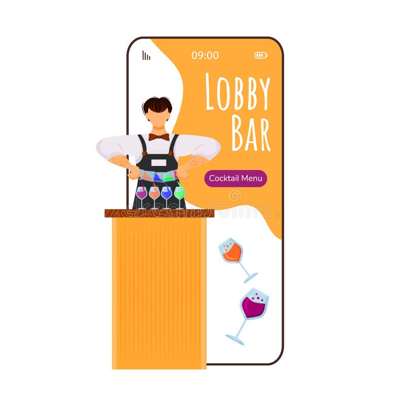 Lobby Bar Cartoon Smartphone Vector App Screen Stock Vector ...