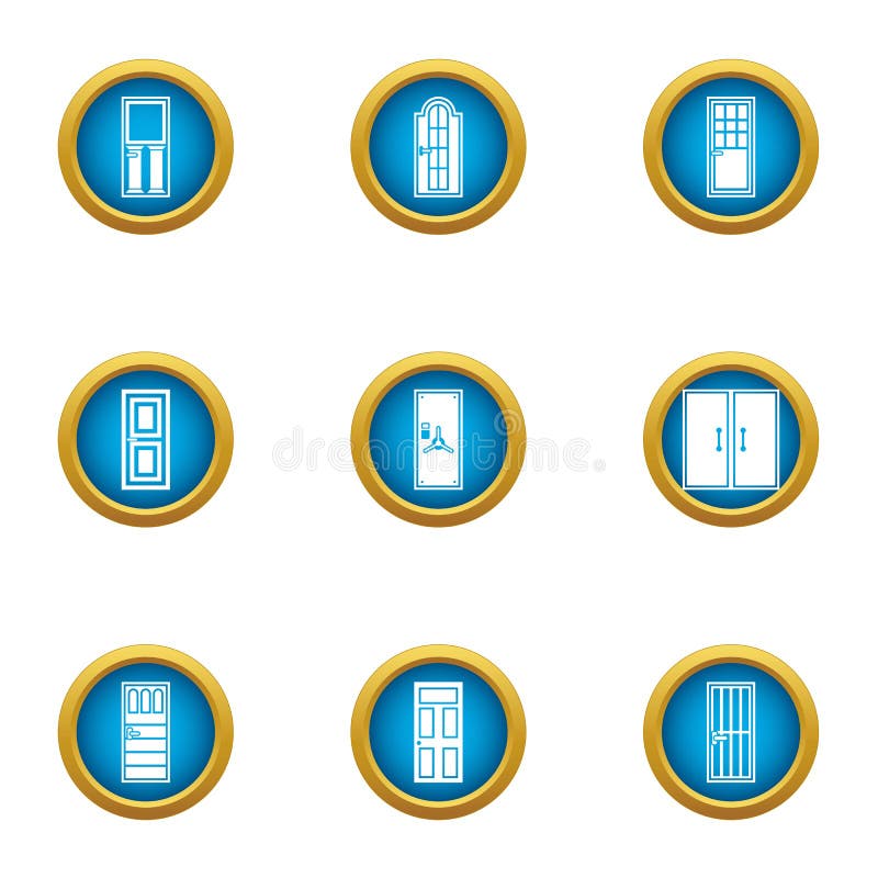 Lobby Icons Set, Flat Style Stock Vector - Illustration of office ...