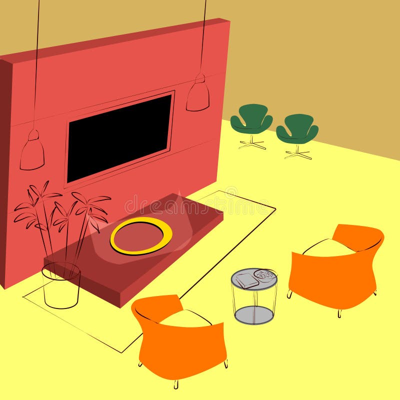 Lobby lounge stock vector. Illustration of vector, sofa - 64181635