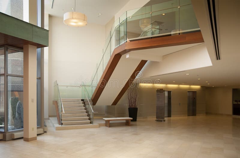Lobby in a modern building stock image. Image of hotel - 13569385