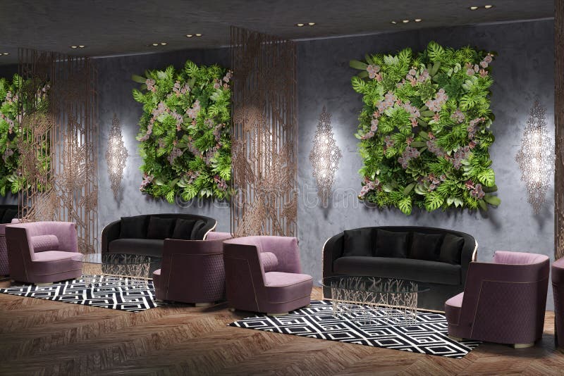 Lobby, VIP Seats in the Restaurant Stock Illustration - Illustration of ...