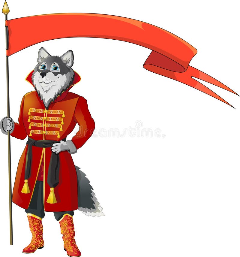 Lobo com bandeira ilustração do vetor. Ilustração de pata - 93995180