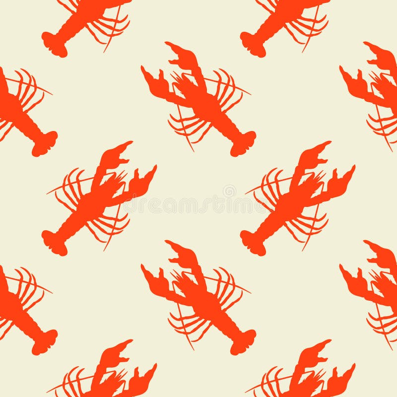 Lobster or Crawfish Flat Design Seamless Pattern Vector Illustration ...