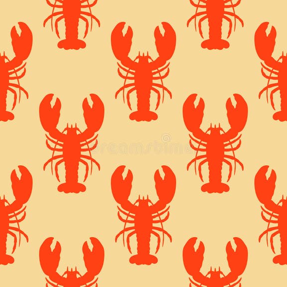 Lobster or Crawfish Flat Design Seamless Pattern Vector Illustration ...