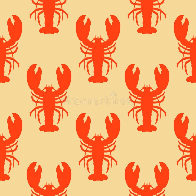 Lobster or Crawfish Flat Design Seamless Pattern Vector Illustration ...