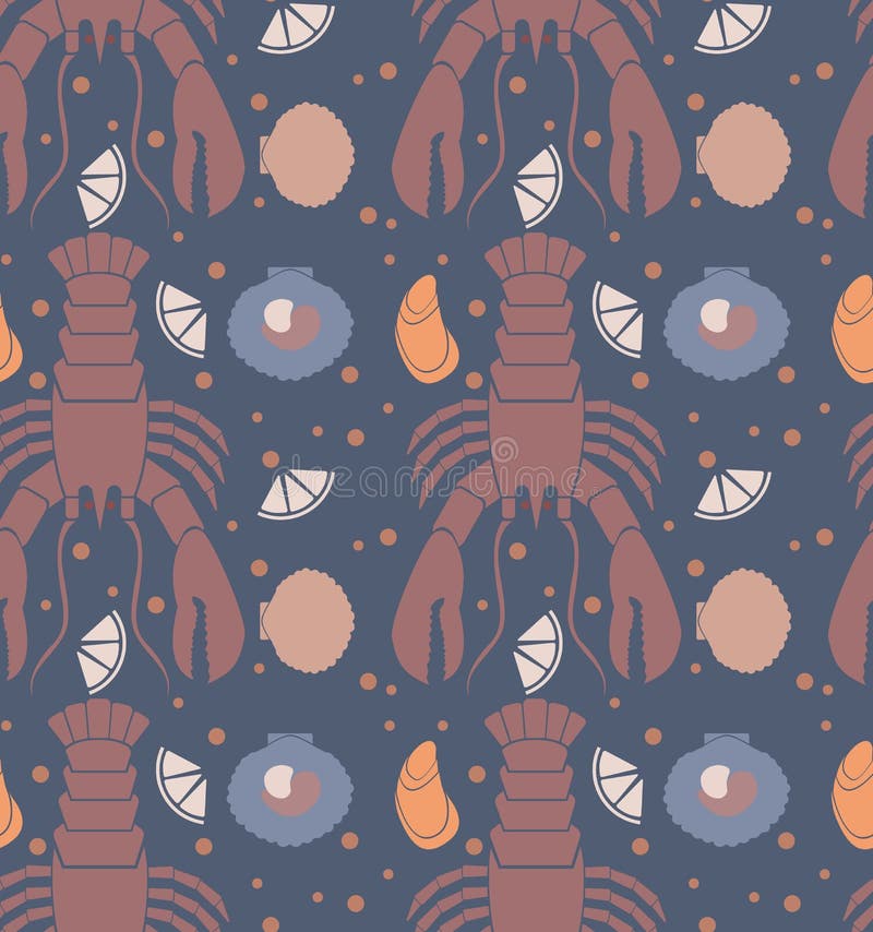 Lobster Pattern Seamless Geometric Design Stock Vector - Illustration ...