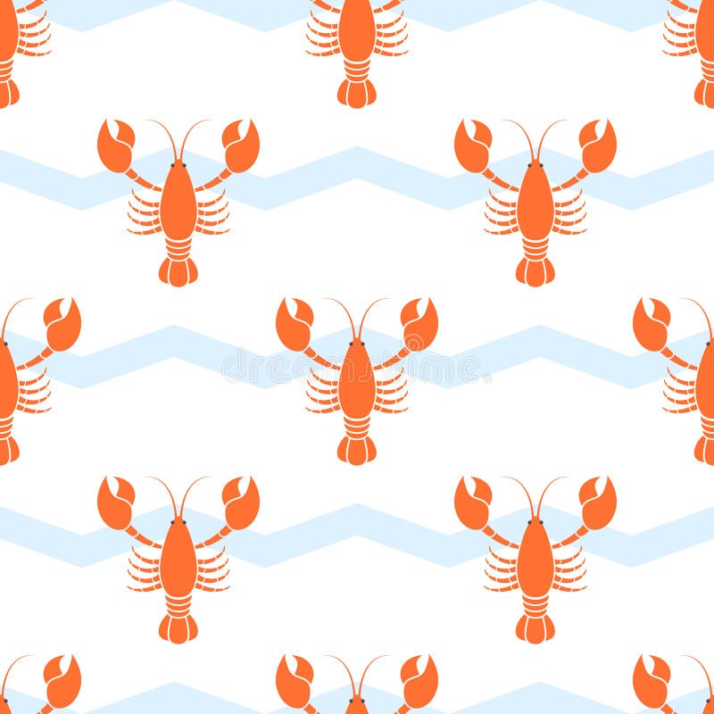 Lobster pattern seamless stock vector. Illustration of decor - 104382859