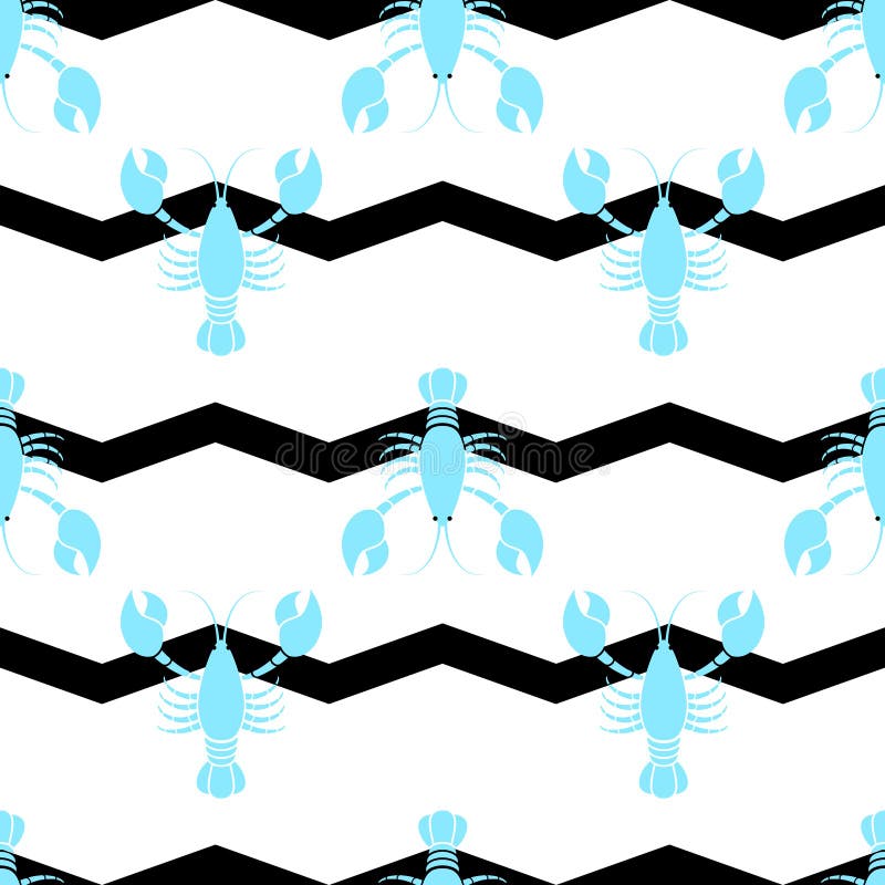 Lobster Pattern Seamless Vector Illustration on White Background Stock ...