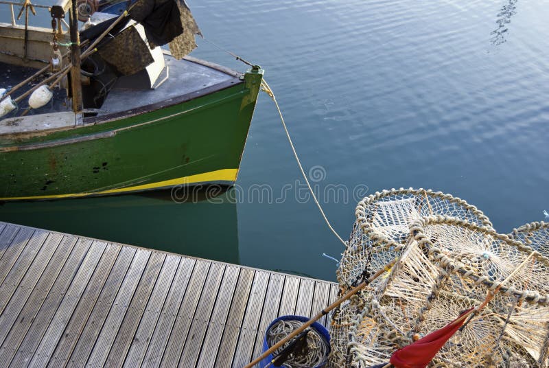 Lobster Pots & Fishing Boat Stock Photo - Image of brighton, dock: 3751698