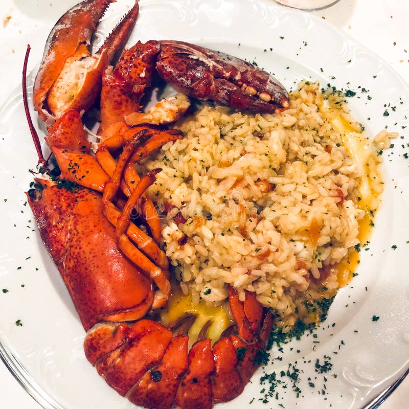 Lobster and rice stock image. Image of closeup, rice - 208364775