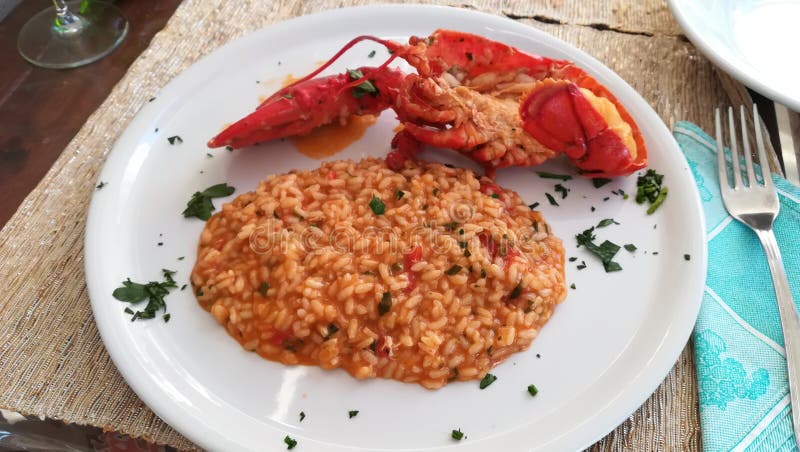 Lobster and risotto stock image. Image of sauce, lunch - 129655829