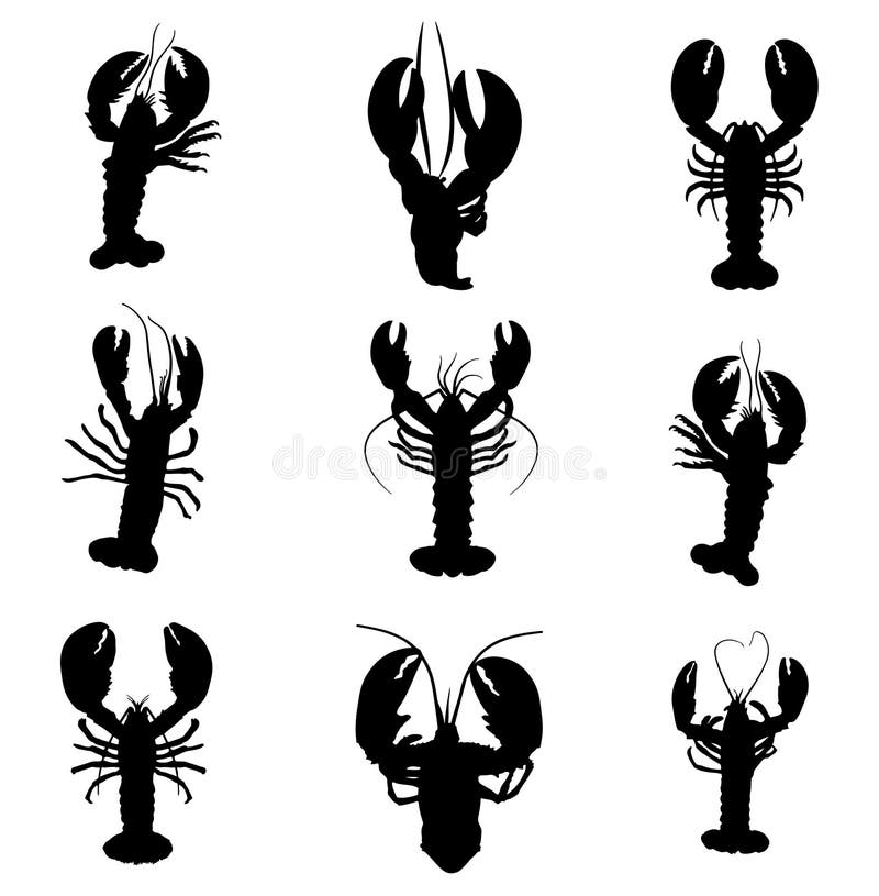 Lobster Silhouette Pack stock vector. Illustration of high - 237807842