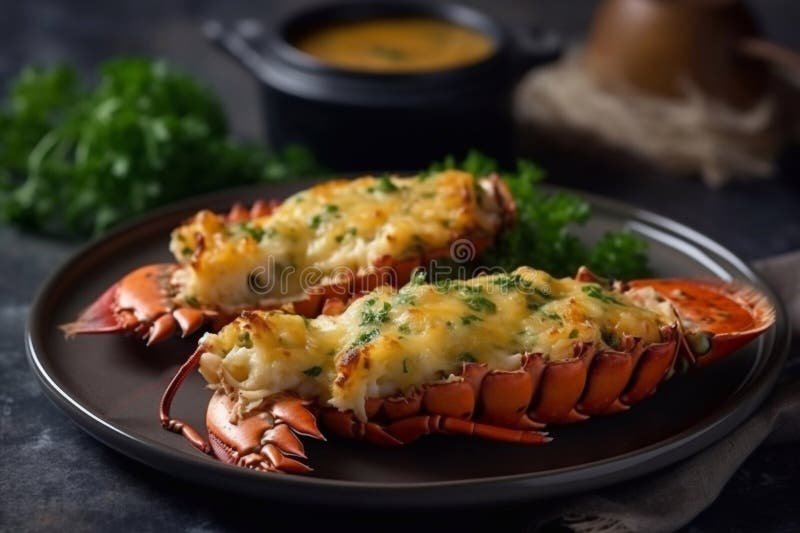 Lobster Thermidor Dish on a Plate, Restaurant Serving. Generative AI ...