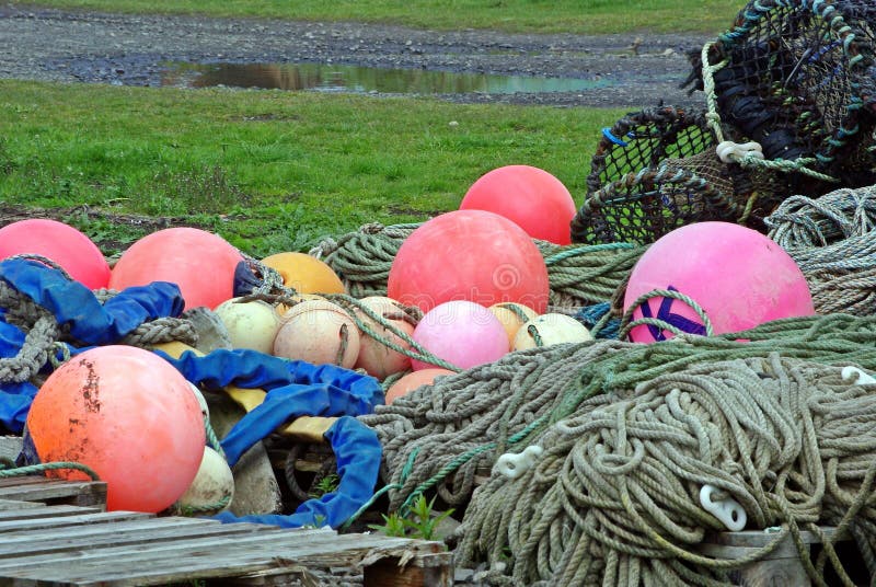 Lobster Trap Buoys and Rope Stock Photo - Image of float, trap: 54075428