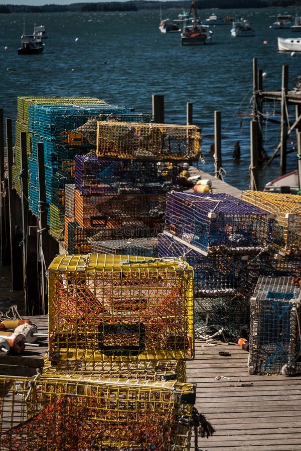 Lobster Traps Maine stock photo. Image of stacked, dock - 35901030
