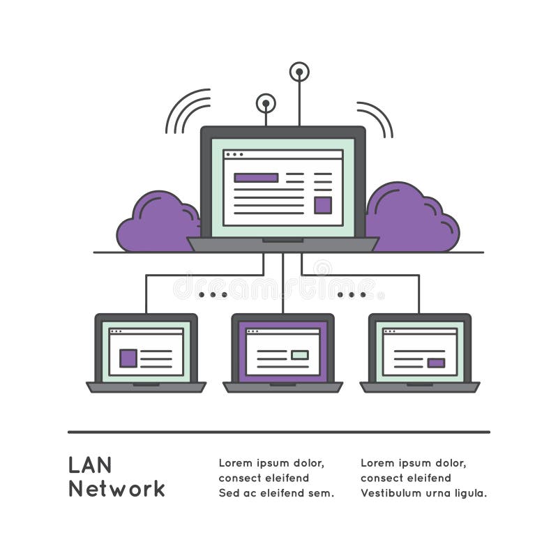 Local Area Network LAN with Network Equipment Stock Illustration ...