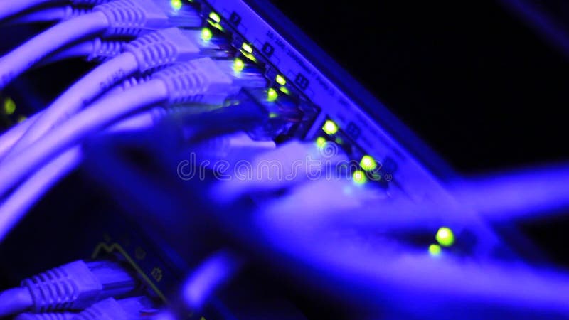 Ethernet Switch with Blinking LEDs Stock Video - Video of empty ...