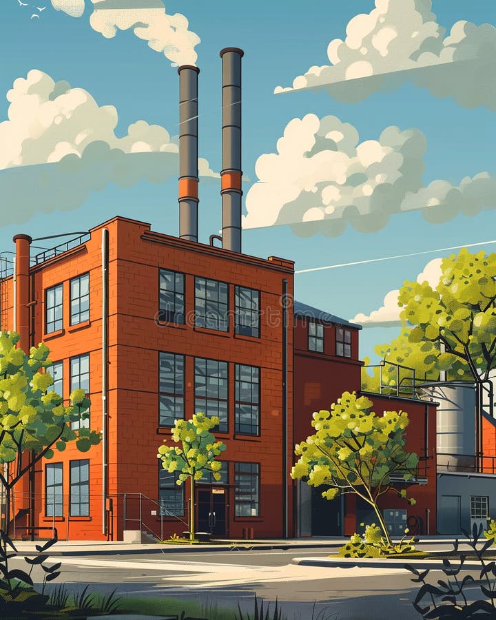 Local Brewery Flat Design Front View Modern Theme Cartoon Drawing ...