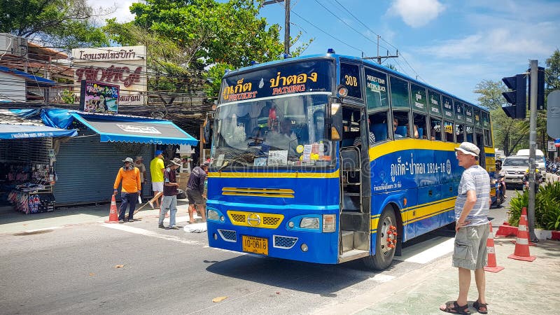 Local Bus on Patong Beach, Phuket Editorial Photography - Image of ...