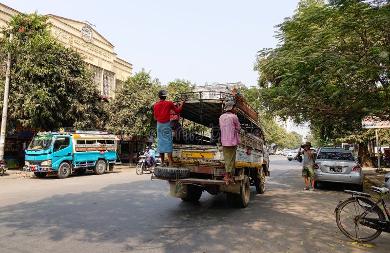 Local Bus Running on Street in Mandalay, Myanmar Editorial Stock Photo ...