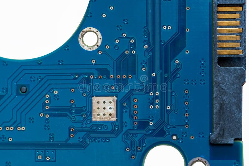 Local Close-up of Blue Circuit Board Circuit of Mechanical Hard Disk ... Local Close-up of Blue Circuit Board Circuit of Mechanical Hard Disk ...