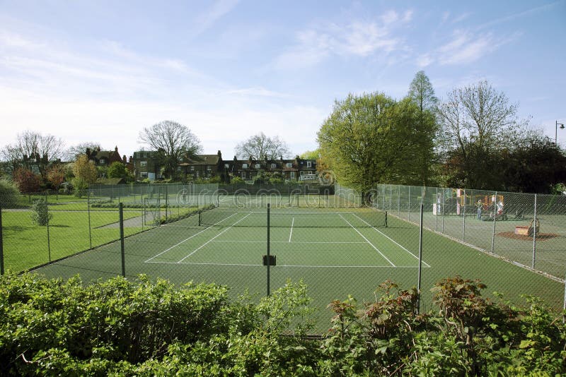 Local Community Tennis Court View Stock Photo - Image of active, local ...