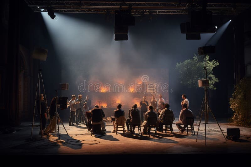 Local Community Theater Group Rehearsing for an Stock Illustration ...