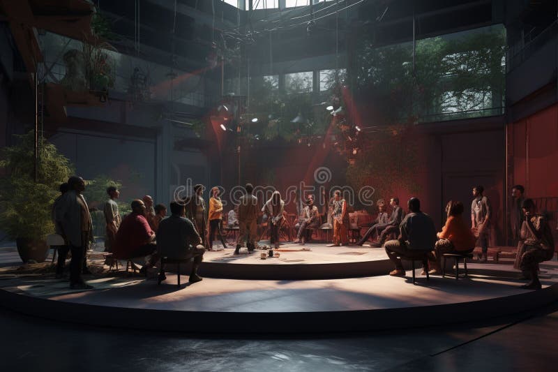 Local Community Theater Group Rehearsing for an Stock Illustration ...