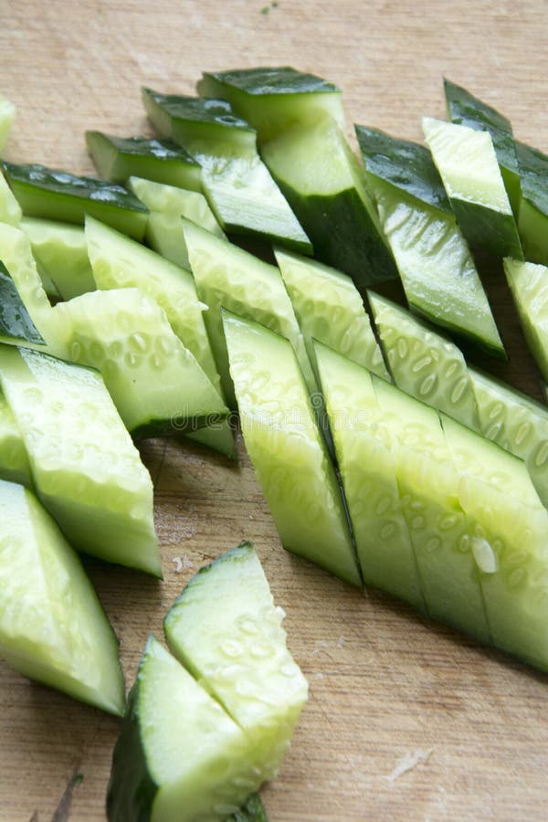 Chopped Cucumber on the Chopping Board Stock Image - Image of detail ...