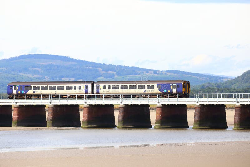 Local Diesel Train on the Arnside Viaduct Over the River Kent in ...