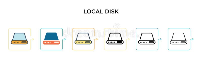 Local Disk Vector Icon in 6 Different Modern Styles. Black, Two Colored ...