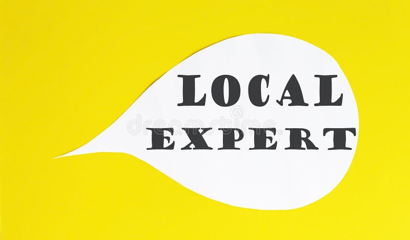 LOCAL EXPERT Speech Bubble Isolated on Yellow Background Stock Photo ...