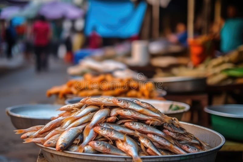 Local Fish Market on Street. AI Generated Stock Illustration ...
