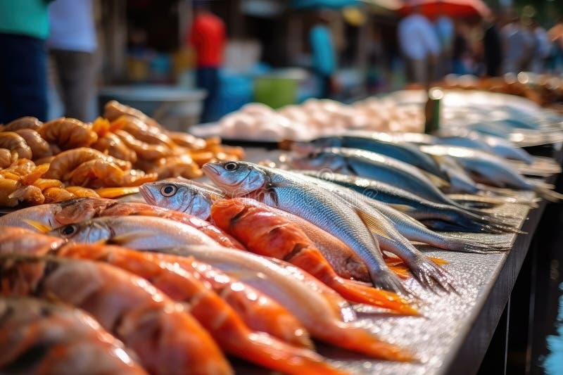 Local Fish Market on Street. AI Generated Stock Illustration ...