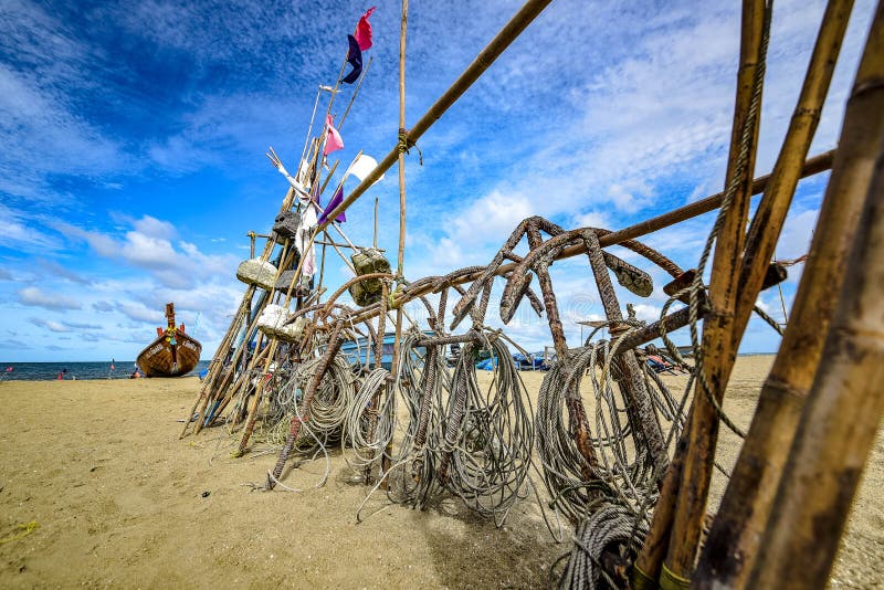 Local Fishing Boat Anchors are Arranged on Jomtien Beach, Pattaya ... Local Fishing Boat Anchors are Arranged on Jomtien Beach, Pattaya ...