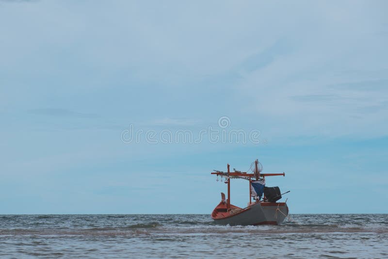 Local Fishing Boat on the Ocean Stock Photo - Image of wooden ...