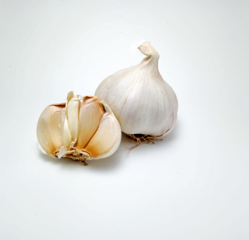 Garlic Set Isolated on White Background Stock Image - Image of hand ...