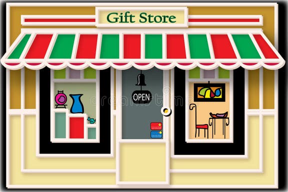 Local Gift Store Illustration Stock Vector - Illustration of moldures ...